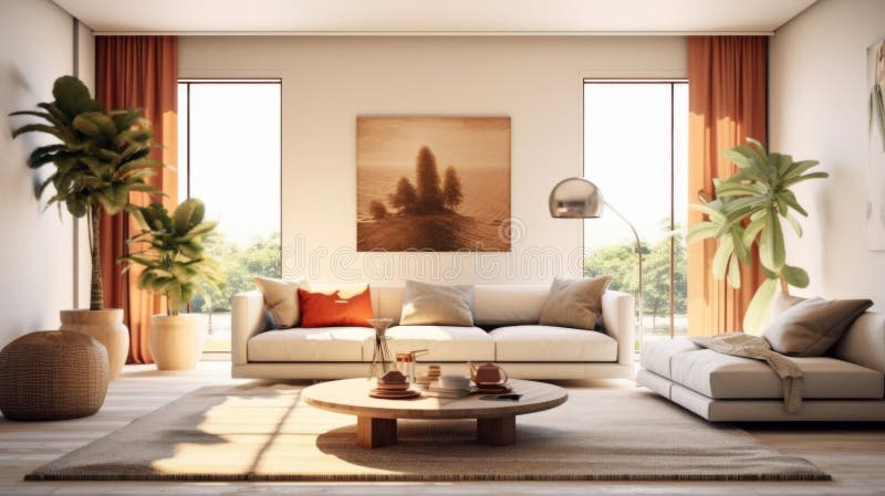 Contemporary Living Room, Modern Interior Design Background Stock ...