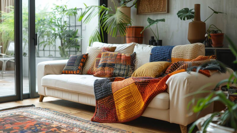 Colorful Patchwork Sofa Throw Stock Photos - Free & Royalty-Free Stock ...