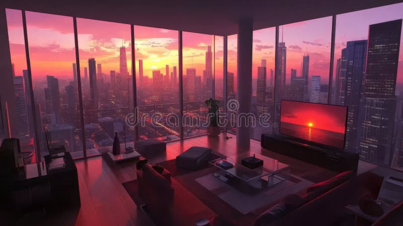 A Contemporary Living Space Features a Sizable Television, Simple ...