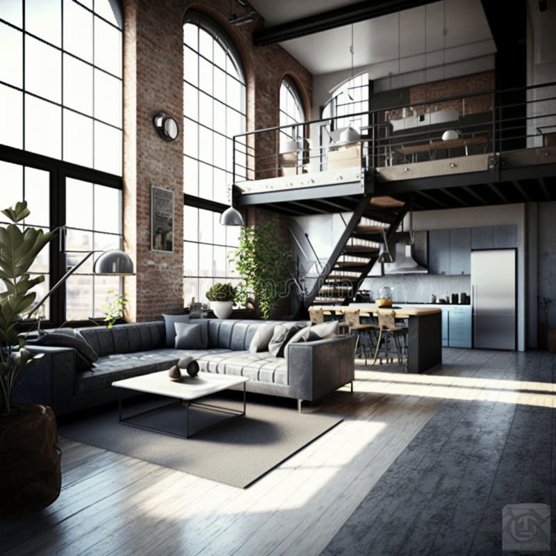 Contemporary Loft Interior As a Background for Modern Homes. Generative ...