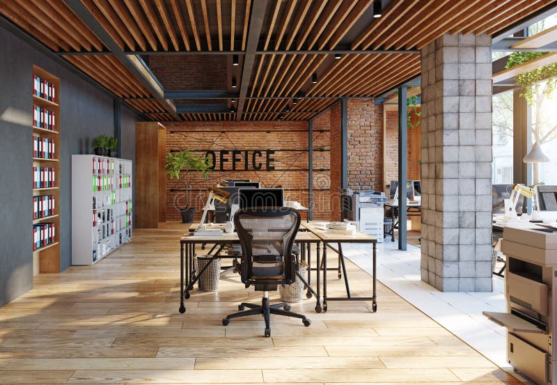 Contemporary loft office stock illustration. Illustration of building ...