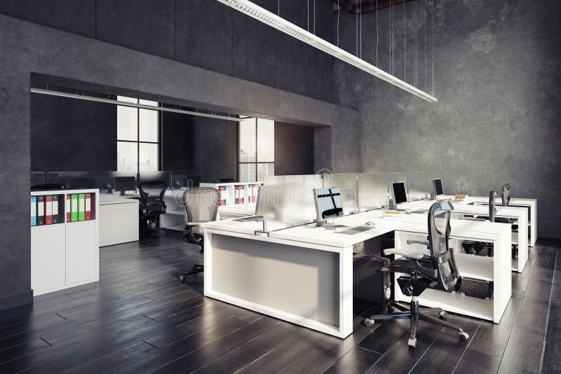 Contemporary loft office stock illustration. Illustration of background ...