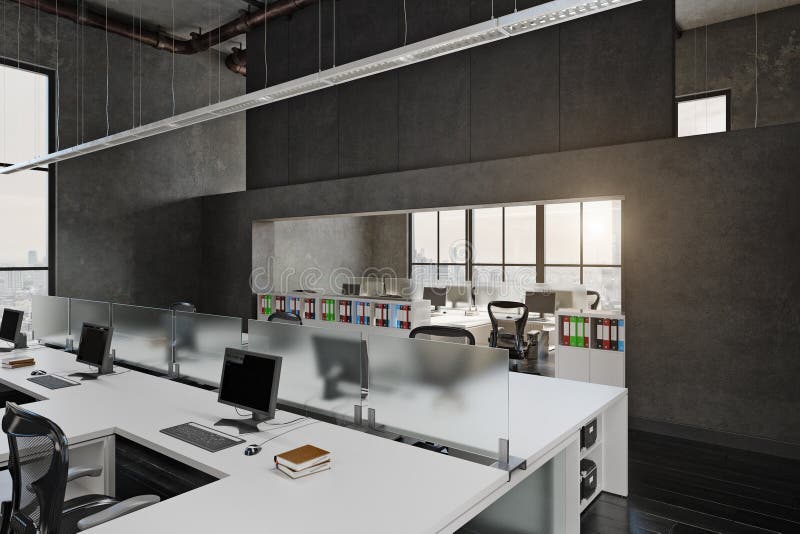 Contemporary loft office stock illustration. Illustration of building ...