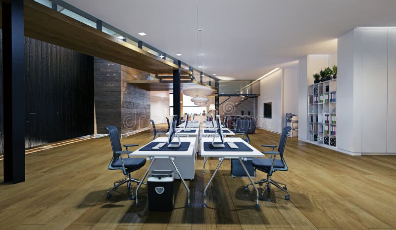 Contemporary loft office stock illustration. Illustration of building ...