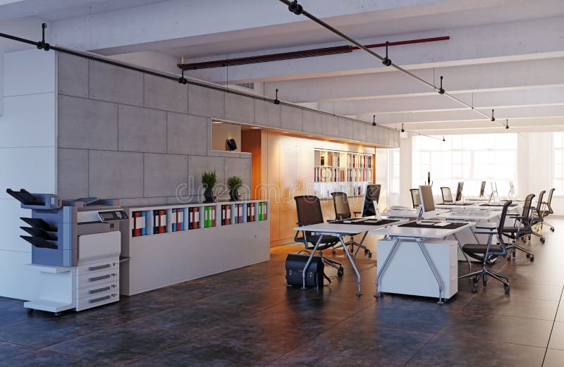 Contemporary loft office stock illustration. Illustration of design ...