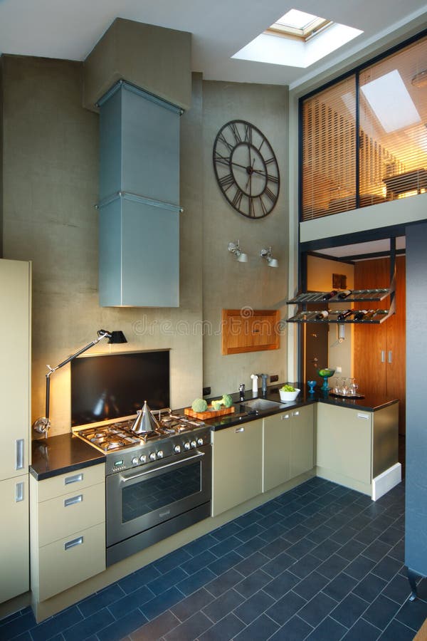 Loft Style Kitchen stock photo. Image of house, background - 177000836