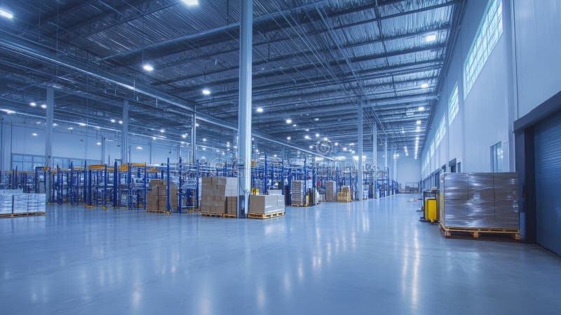 Modern Logistics Warehouse Interior with Efficient Storage Solutions ...
