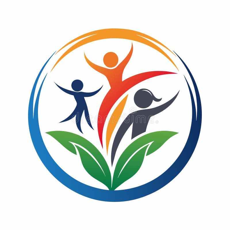 A Contemporary Logo Design Featuring Three Stylized People Figures in a ...