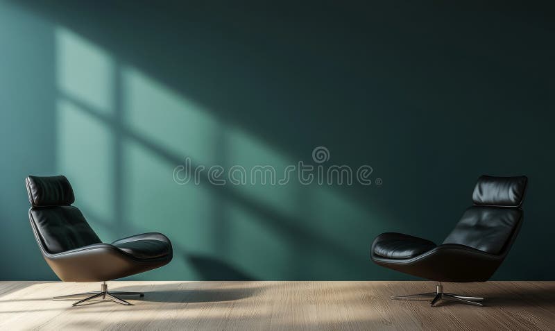 Contemporary Lounge and Living Room Interior with a Green Wall Backdrop ...