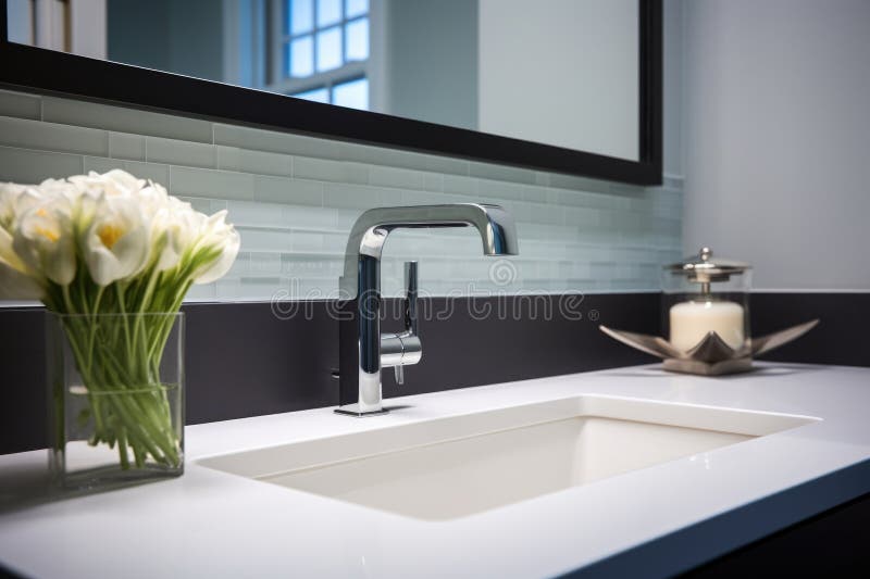 Contemporary Low-flow Fixtures in a Sleek Bathroom Stock Image - Image ...