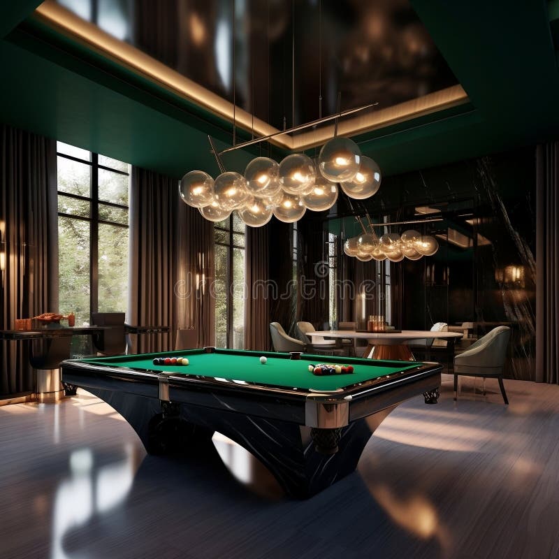 Contemporary Luxurious Billiard Room. Generative AI Stock Illustration ...