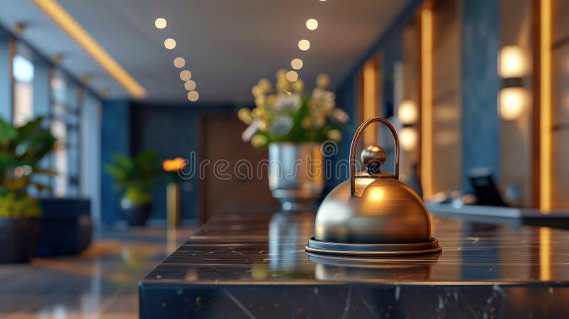 Contemporary Luxury Hotel Front Desk with a Bell Stock Illustration ...