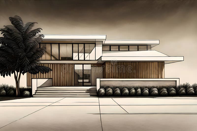 Contemporary luxury villa stock illustration. Illustration of home ...