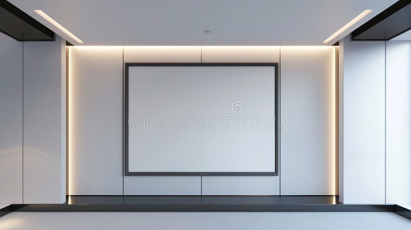 A Contemporary Media Wall Showcasing a Blank Screen LCD, Set Against a ...