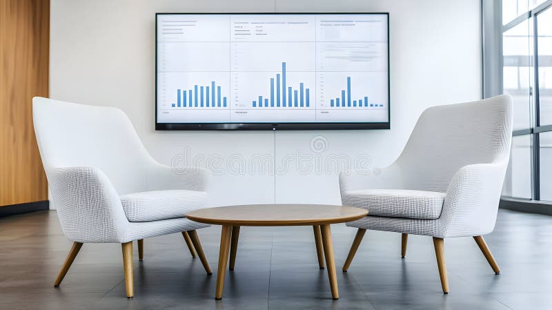 Contemporary Meeting Area Showcases Data Analytics on a Digital Display ...