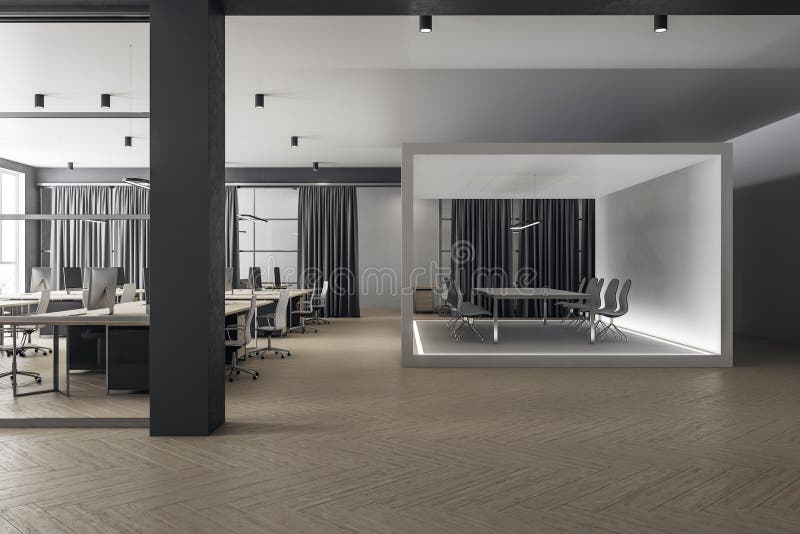 Contemporary Meeting Table in Abstract Cube in Coworking Office ...