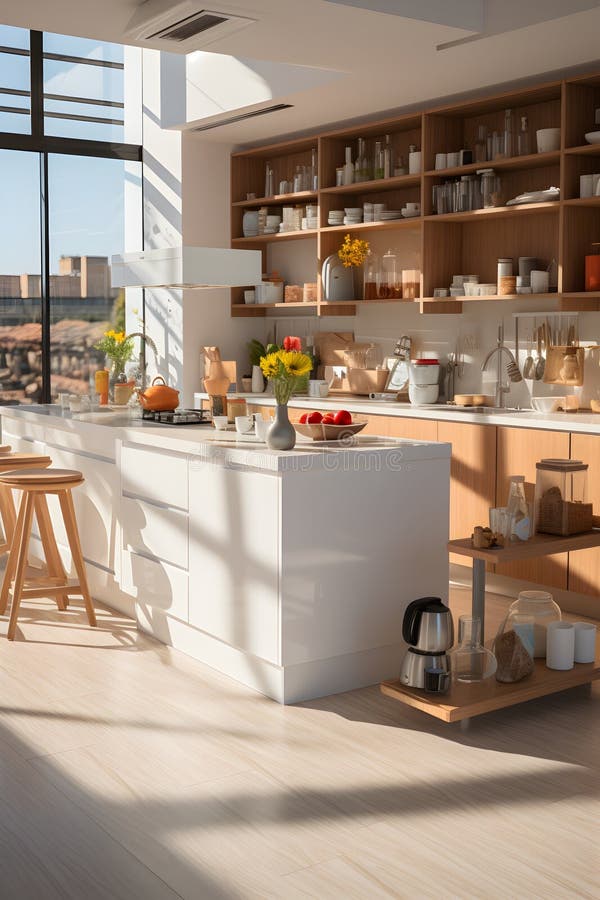 Contemporary Meets Classical in this Spacious Well-lit Kitchen Stock ...