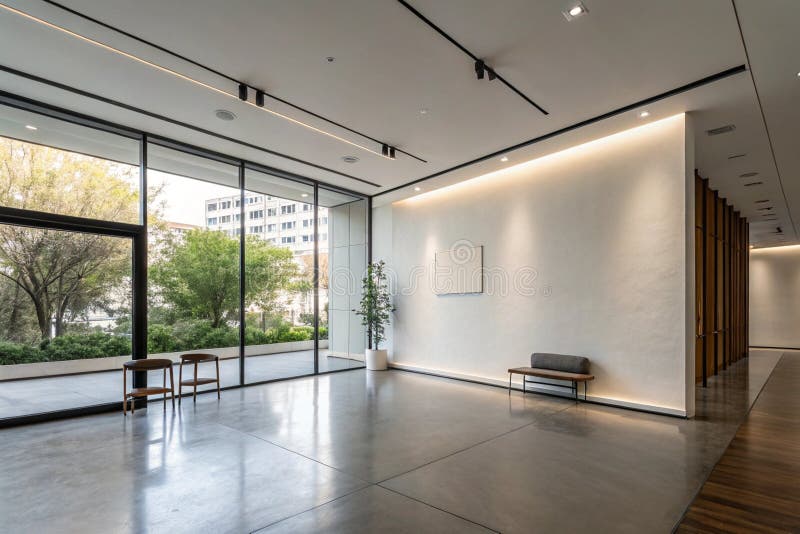 Minimalist Empty Interior with Blank Wall - 3D Render Stock ...