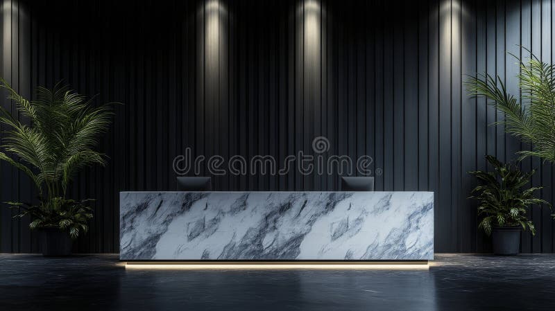 Contemporary Minimalist Interior Featuring Marble Details and Lighted ...