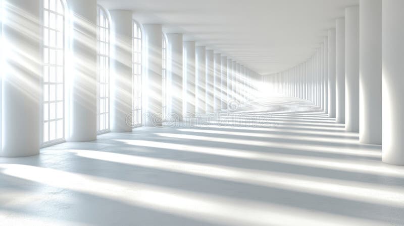 Contemporary Minimalist Interior Featuring a Sunlit Hallway and Smooth ...