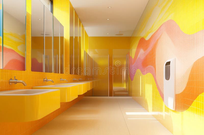 Contemporary Minimalist School Restroom Stock Illustration ...