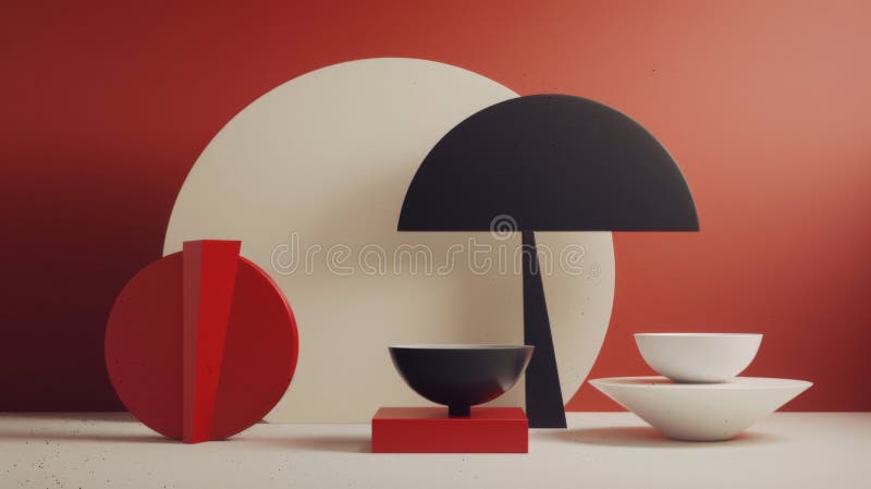 Contemporary Minimalist Still Life Composition in Red and White Stock ...