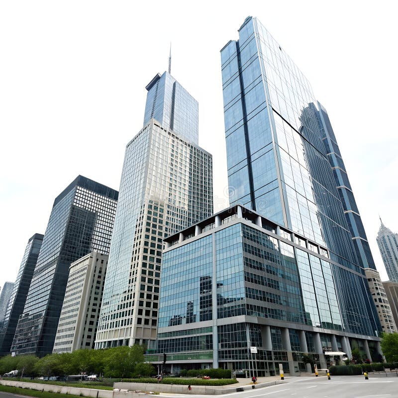 Contemporary Modern City Buildings Isolated on White Background Stock ...