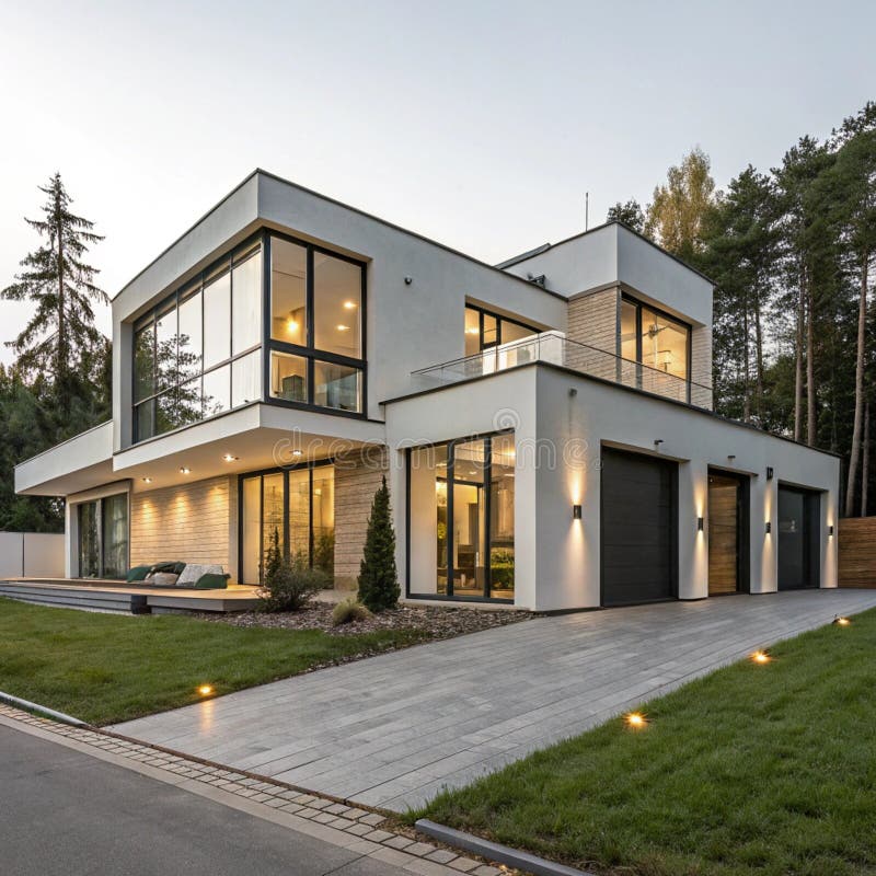 Contemporary Modern House Design Isolated on Transparent Background ...