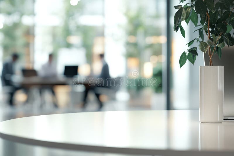 A Contemporary Modern Office Workspace Featuring Lush Greenery and ...