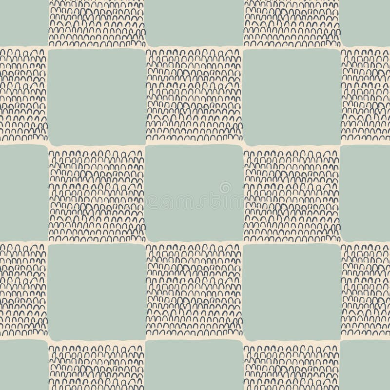 Contemporary Modern Shape and Lines Illustration Check Seamless Repeat ...