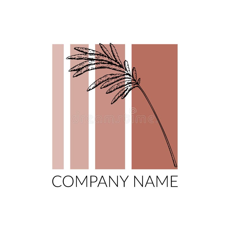 Contemporary Modern Square Logo with Hand Drawn Plant Element. Vector ...