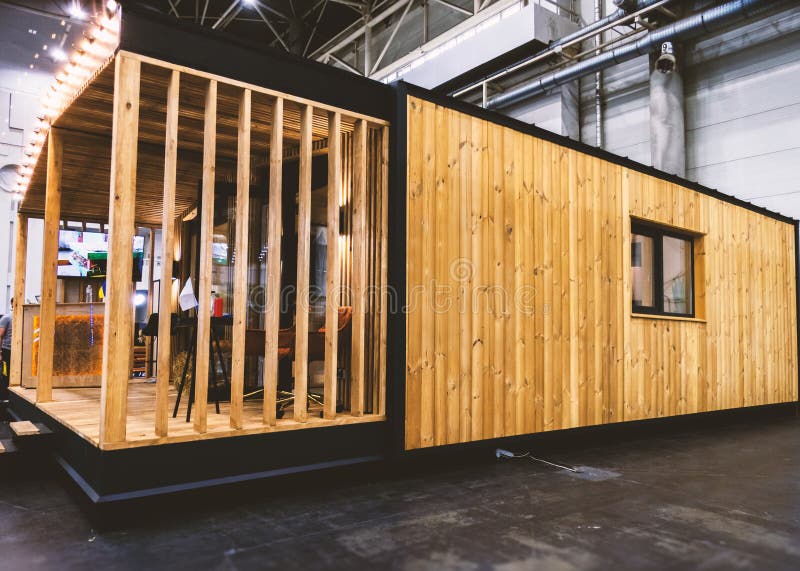 Contemporary Modular House with Wooden Architecture Stock Image - Image ...