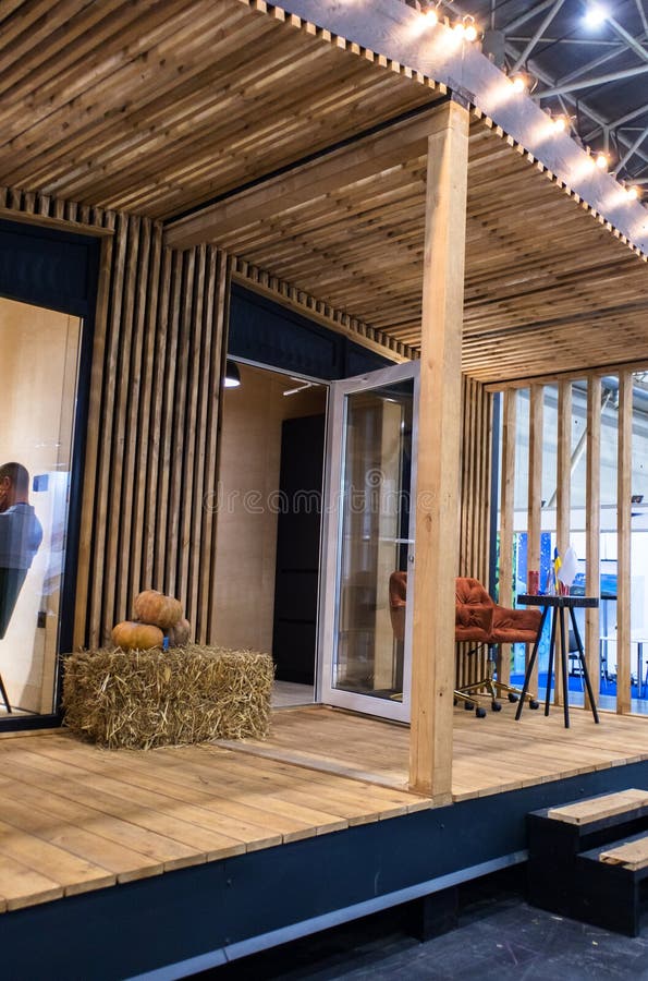 Contemporary Modular House with Wooden Architecture Stock Photo - Image ...