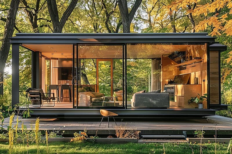 Contemporary Modular Small House with Transparent Walls and Inviting ...