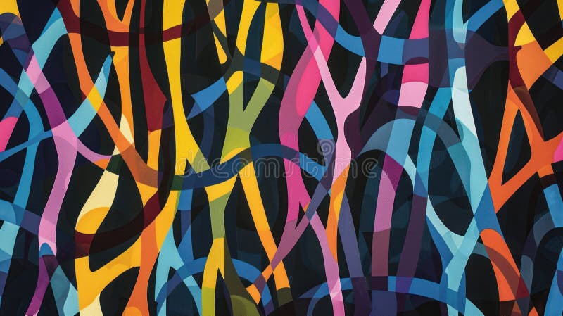 Contemporary Netting Patterns Create an Abstract Pattern in Vibrant ...