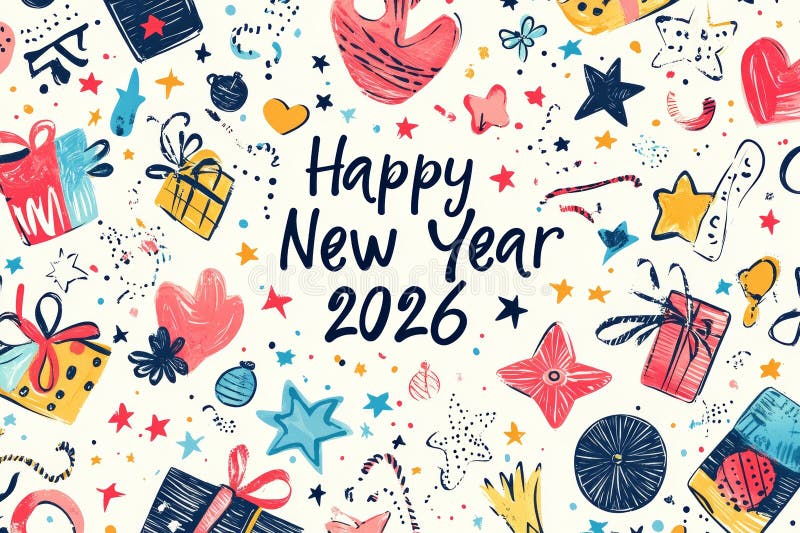 A Contemporary 2026 New Year Card Featuring Vibrant Blue Text and ...