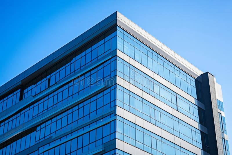 A Contemporary Office Building Features Expansive Glass Windows ...