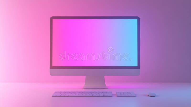 Contemporary Office Desk Featuring Colored LED Lights - Smart Home. 3D ...