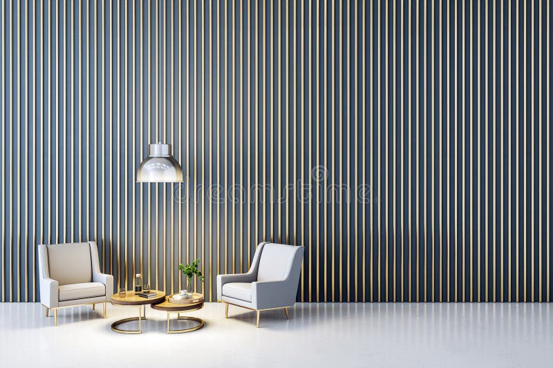 Contemporary Office Hallway with Striped Wall and Comfortable Seating ...