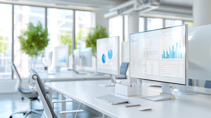 Contemporary Office with Interactive Whiteboards and Digital Screens ...