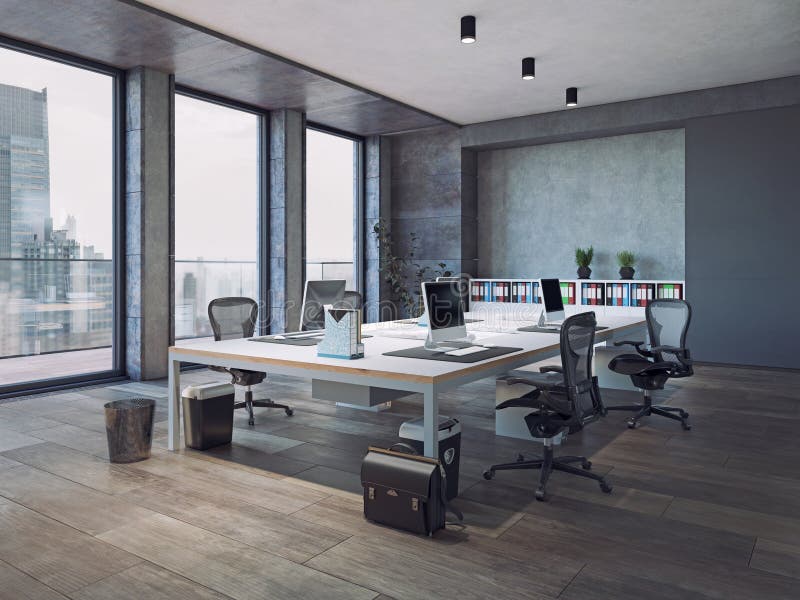 Contemporary office stock illustration. Illustration of loft - 184841374