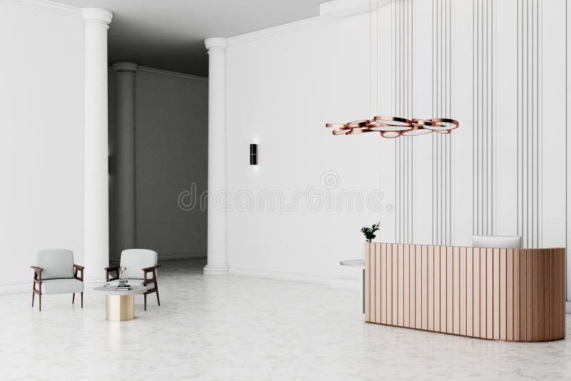 Contemporary Office Lobby Interior with Waiting Area Stock Illustration ...