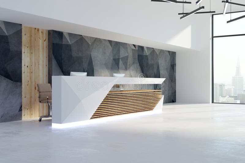 Contemporary Office with Reception Stock Image - Image of daylight ...