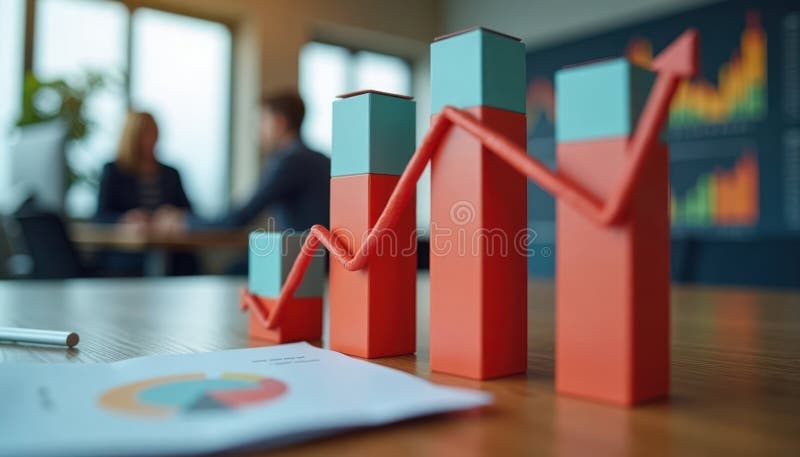 Contemporary Office Setting Shows Stacked Bar Graphs. Bold Visuals ...