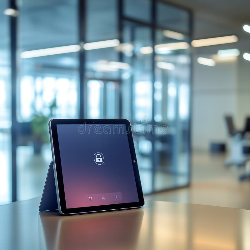 Contemporary Office Setup Featuring a Tablet on a Desk Stock ...