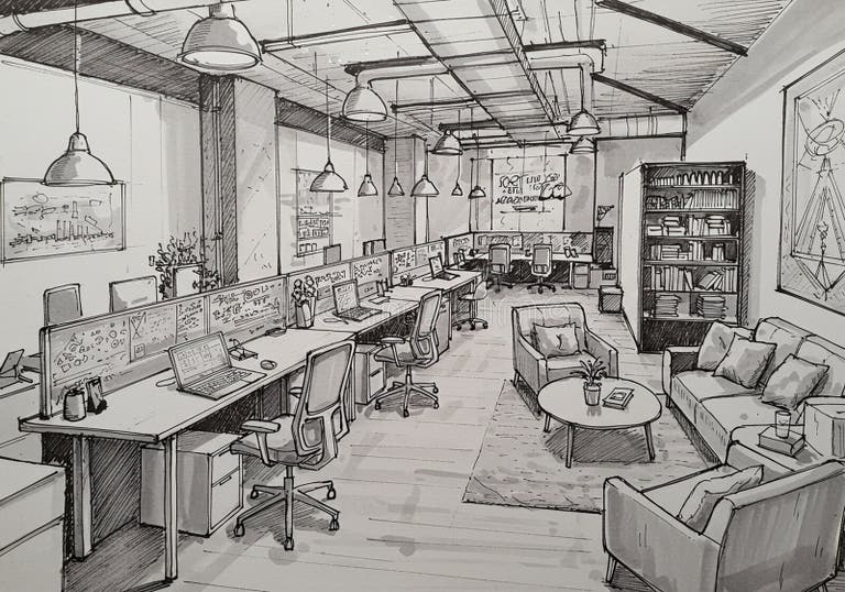 Contemporary Office Space with an Open-plan Layout Featuring Multiple ...