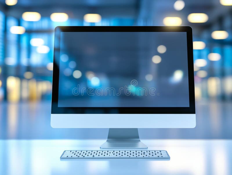 A Contemporary Office Space with a Streamlined Desktop Computer on a ...