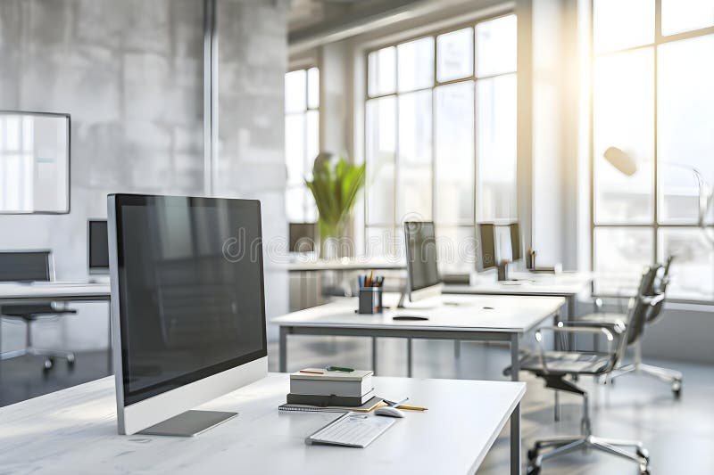Contemporary Office Space with Techdriven Design Featuring Desks ...