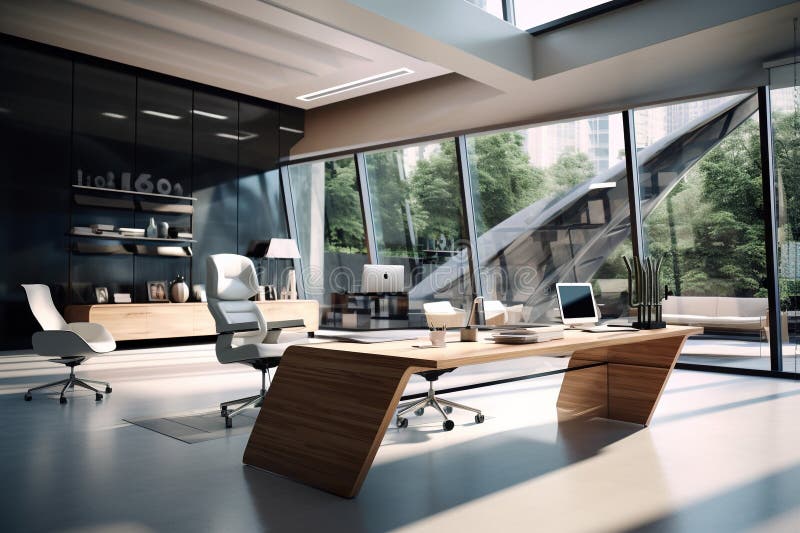 Contemporary Office Spaces, Stylish and Functional. Stock Illustration ...