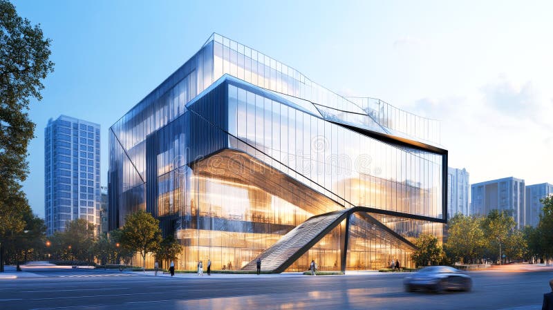 Contemporary Office Tower Featuring Sharp Angles and a Glass Facade in ...